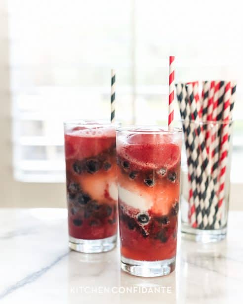 Red White and Blue Berry Sorbet Floats | Kitchen Confidante