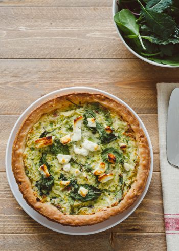 Brussels Sprouts and Baby Greens Feta Pie | Kitchen Confidante