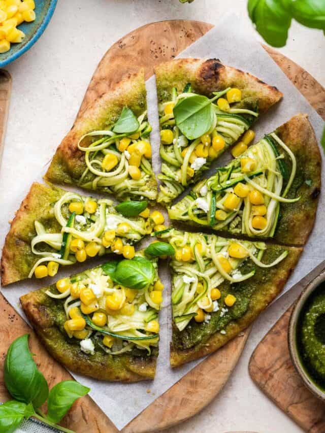 Zucchini, Corn And Pesto Flatbreads - Kitchen Confidante®