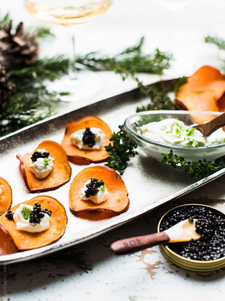 Sweet Potato Chips with Whipped Goat Cheese and Caviar - Kitchen ...
