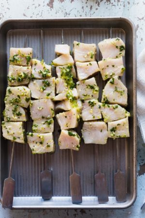 Grilled Swordfish Kebabs with Citrus Herb Salsa - Kitchen Confidante®