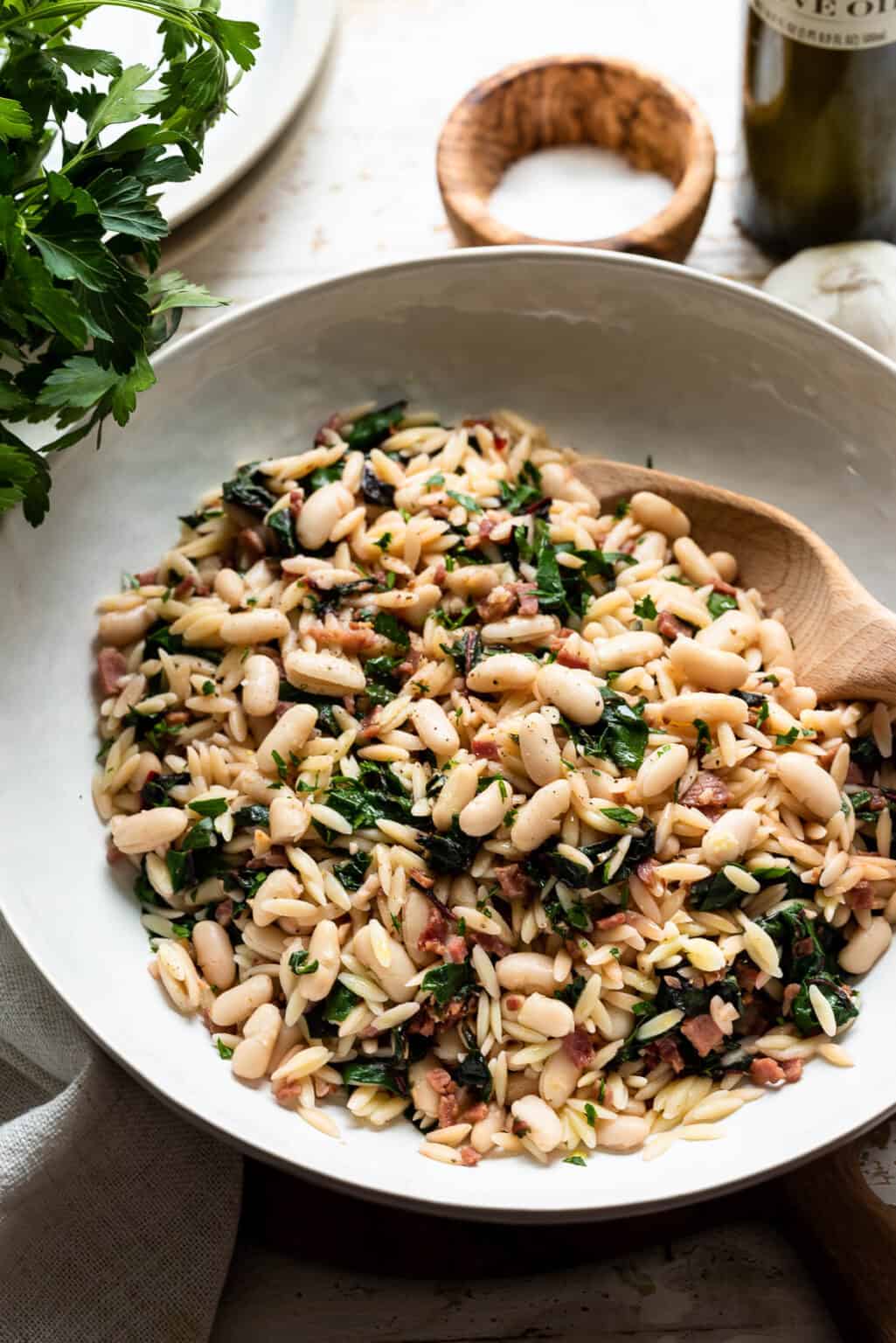 Swiss Chard Recipe with Orzo Pasta, Cannellini Beans, Pancetta ...