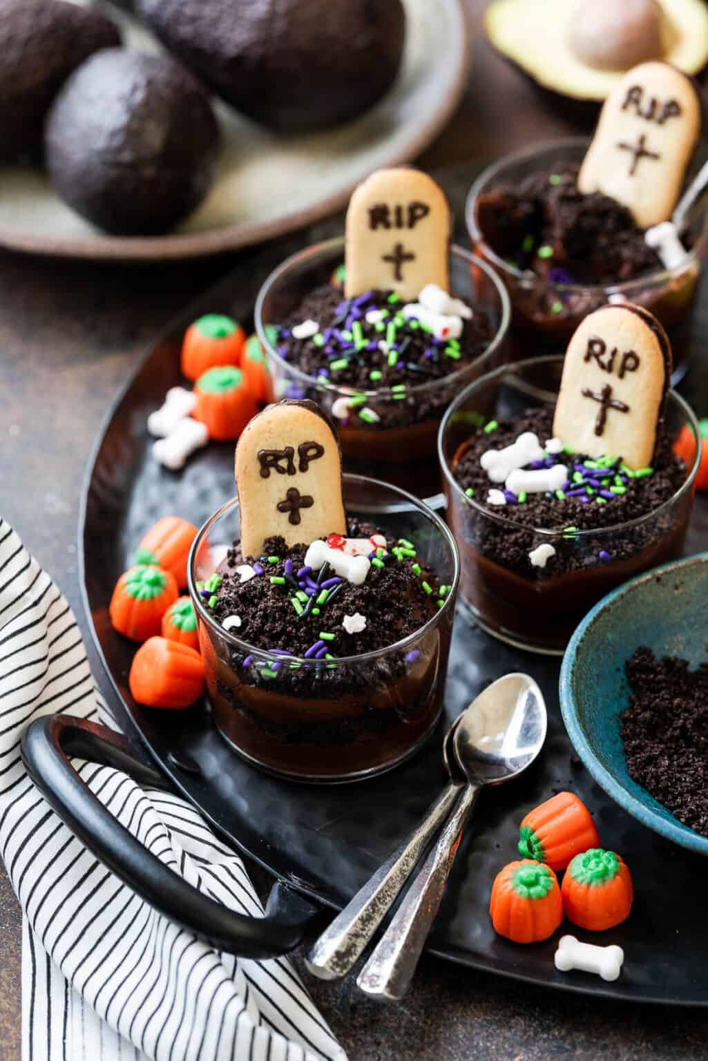 Halloween Dirt Cups with Avocado Chocolate Pudding - Kitchen Confidante®
