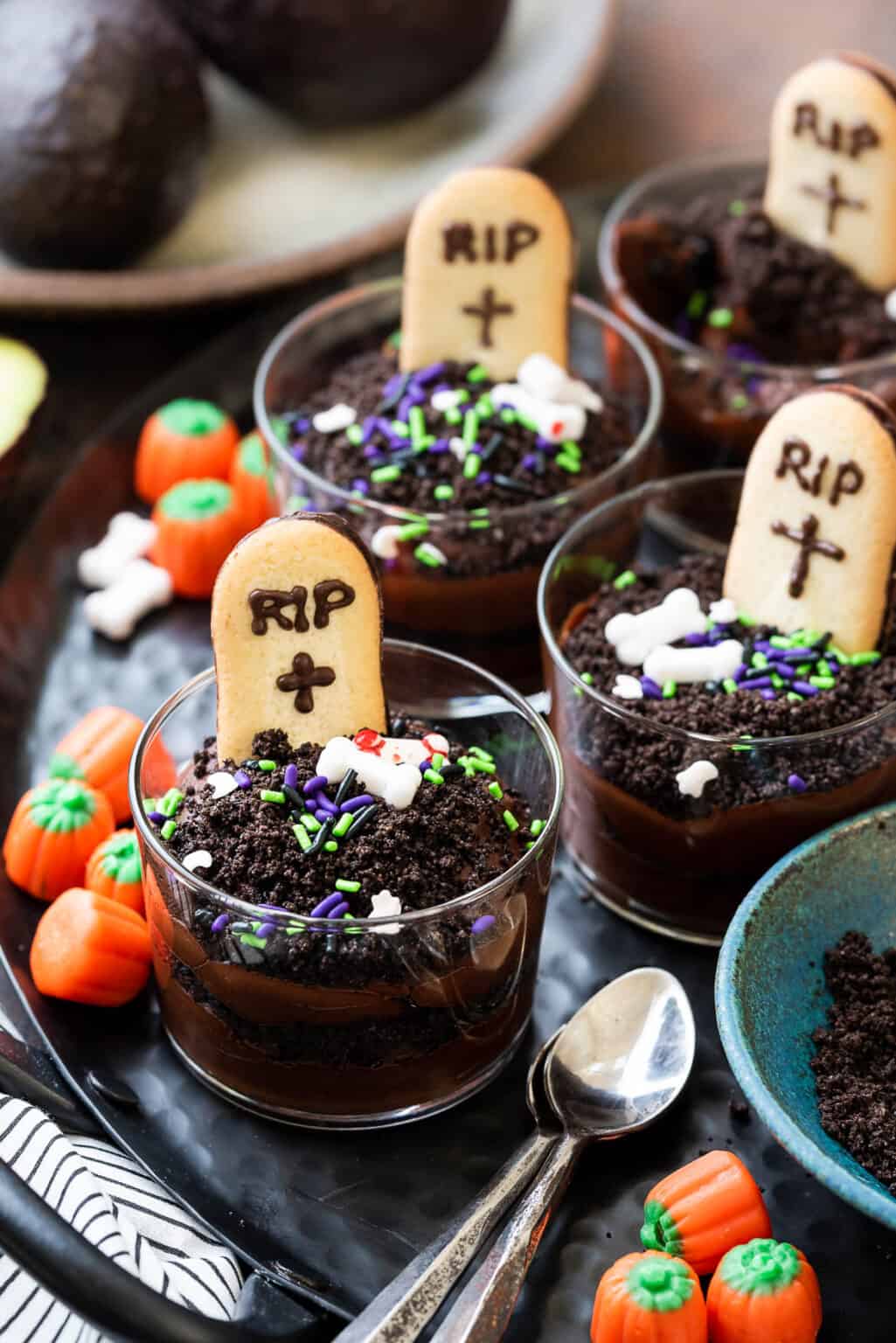Halloween Dirt Cups with Avocado Chocolate Pudding - Kitchen Confidante®