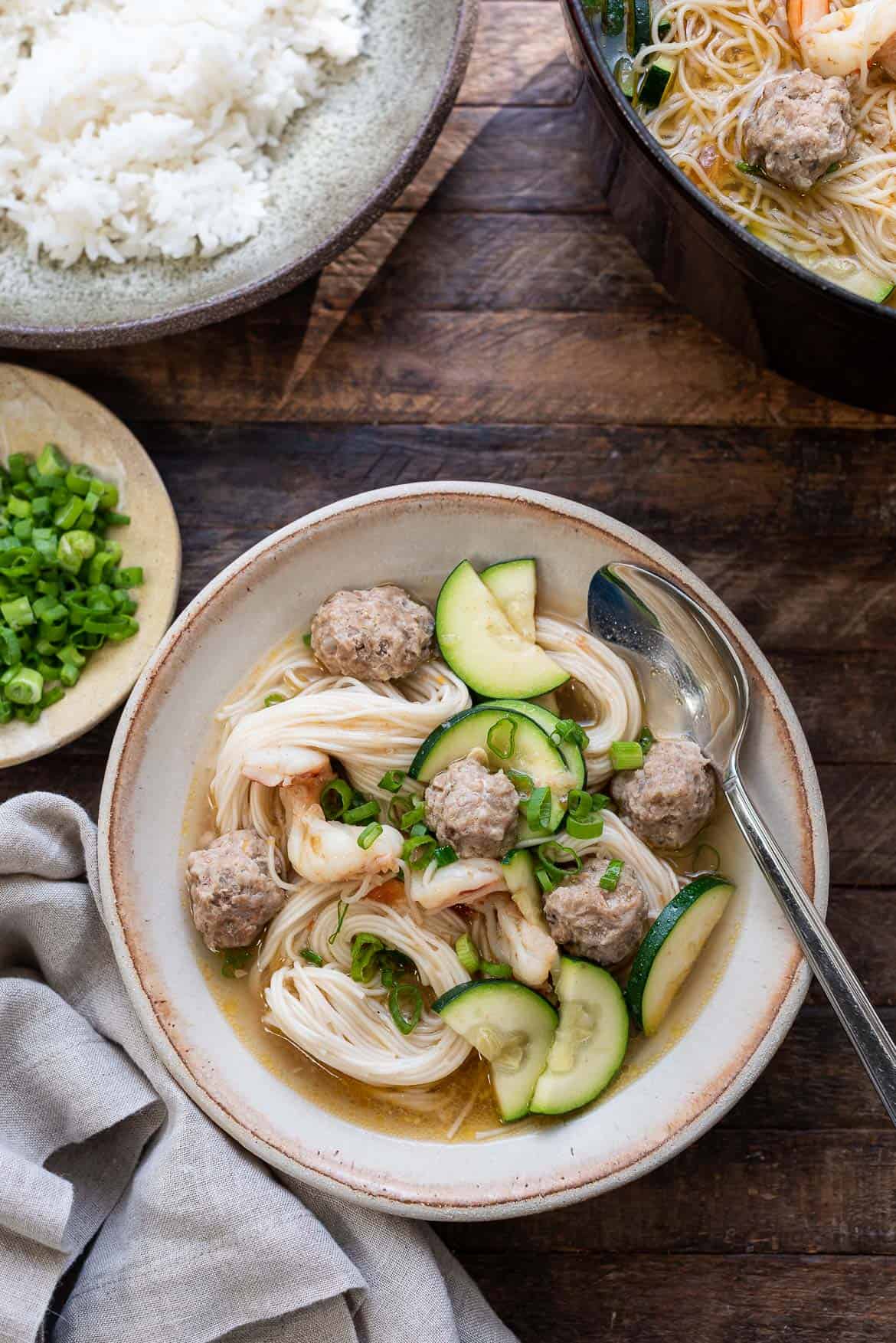 Filipino Meatball Noodle Soup: Misua Bola-Bola | Kitchen Confidante